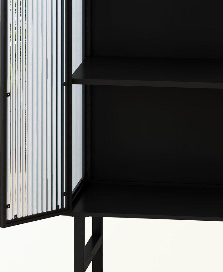 Two-glass door Cabinet with Featuring Two-tier Storage - ShopStyle