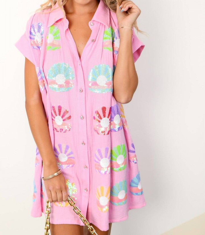 Queen Of Sparkles Sequin Clam Shell Dress In Pink - ShopStyle
