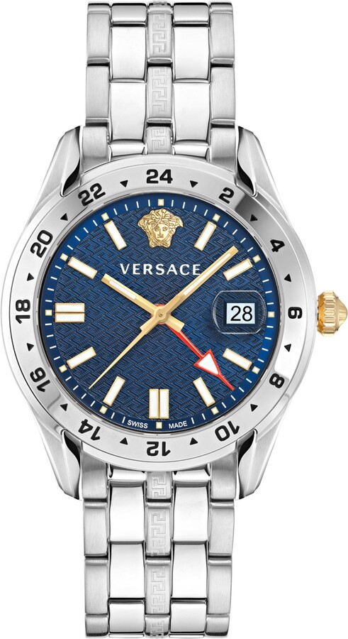 Versace Men's Swiss Greca Time Gmt Stainless Steel Bracelet Watch 41mm ...