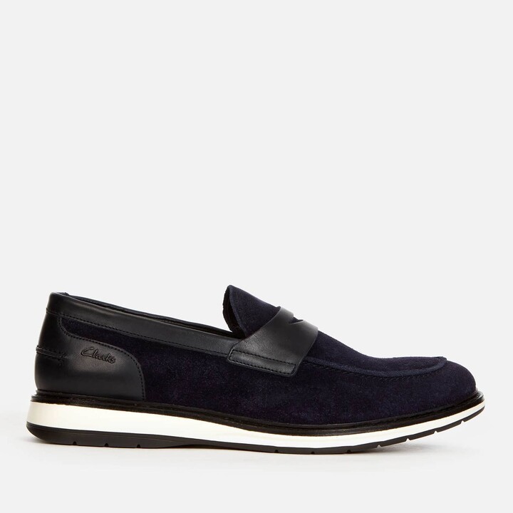 Clarks Men's Chantry Penny Suede Loafers - Navy - ShopStyle