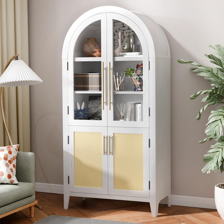 infurnic 63" Arched Storage Cabinet 5-Tier Modern Farmhouse Stylish ...
