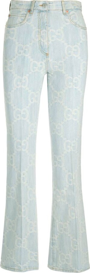 Gucci Monogram Print Flared Jeans - ShopStyle
