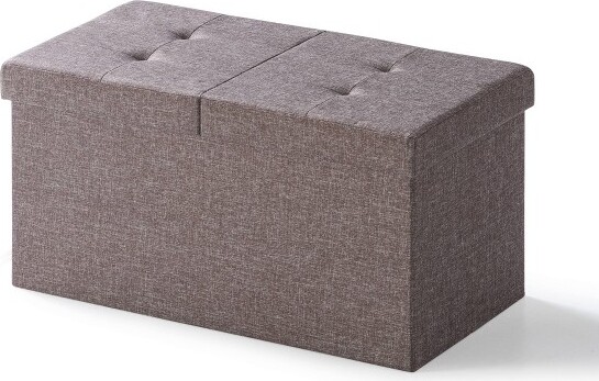 30" Button Tufted Folding Storage Ottoman Bench with Smart Lift Top ...
