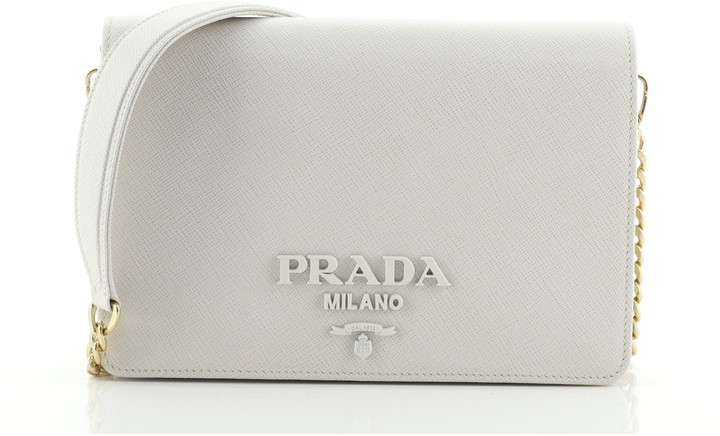Prada Monochrome Chain Flap Bag Saffiano Leather Small - ShopStyle
