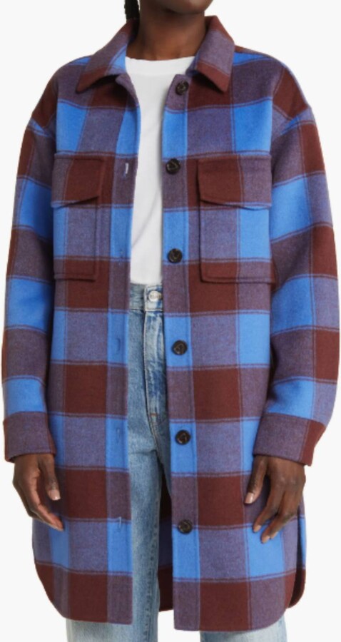 Rails Jaro Buffalo Plaid Wool Blend Coat In Cobalt Chocolate/brown ...
