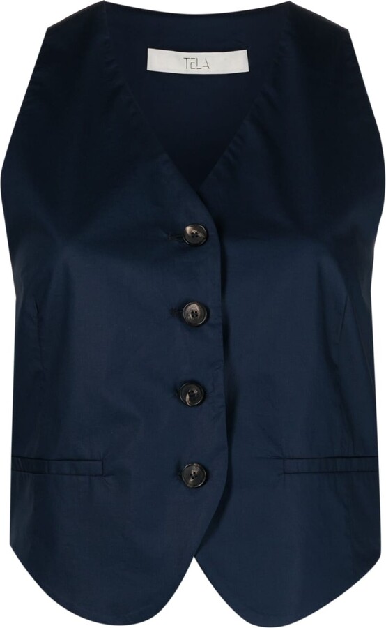 Tela Plain Cotton Waistcoat - ShopStyle Vests