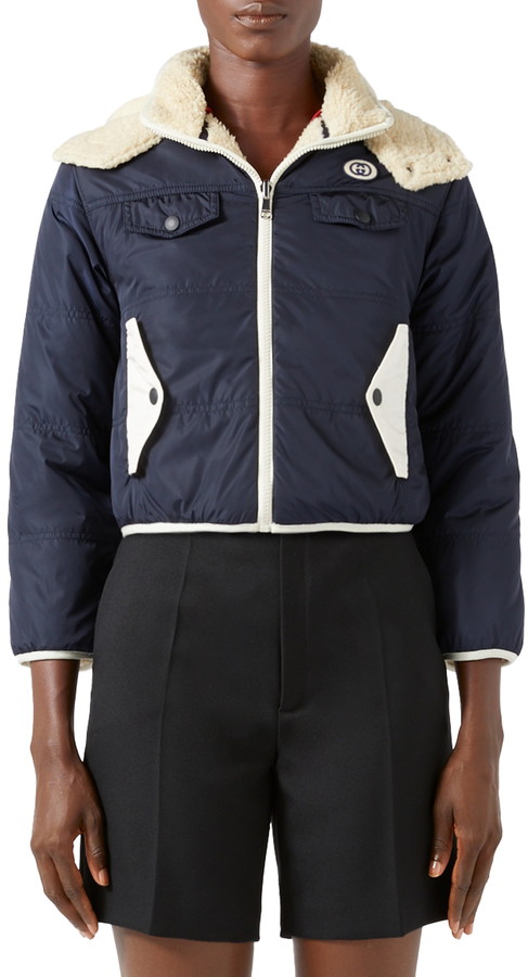 Gucci GG Patch Reversible Faux Shearling & Nylon Jacket - ShopStyle
