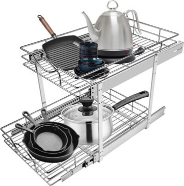 Latitude Run 2-Tier Separate Slide-Out Drawer Pantry For Kitchen Base ...