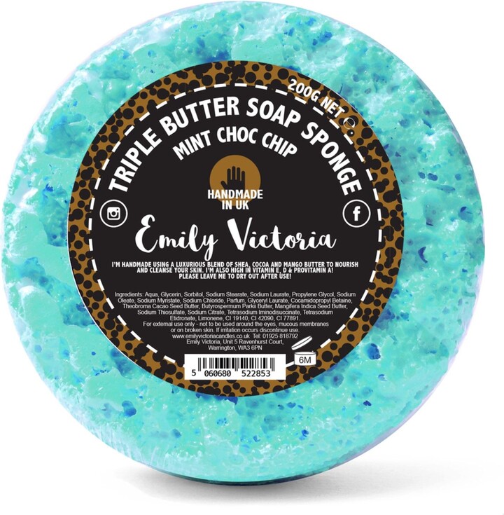 Emily Victoria Candles Triple Butter Soap Body Sponge - Mint Choc Chip ...