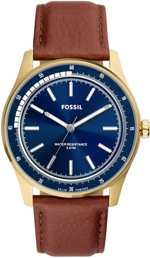 Fossil Men's Sullivan Solar-Powered, Gold-Tone Stainless Steel Watch ...