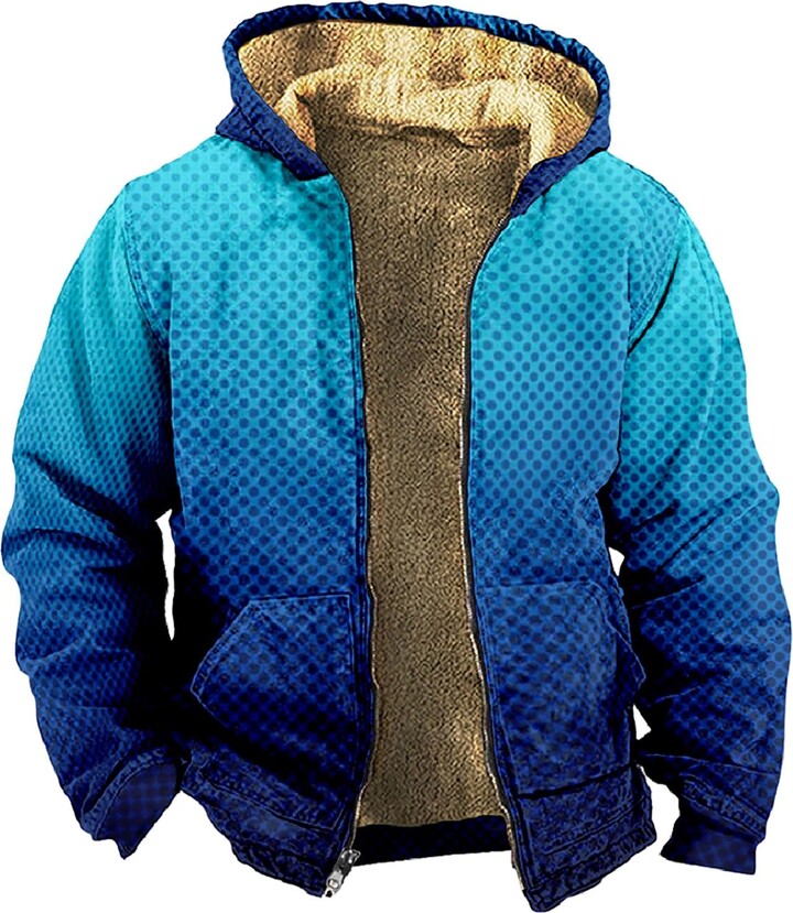 Generico Men's Winter Oversize Coat with Hood in Medium Length Fleece ...