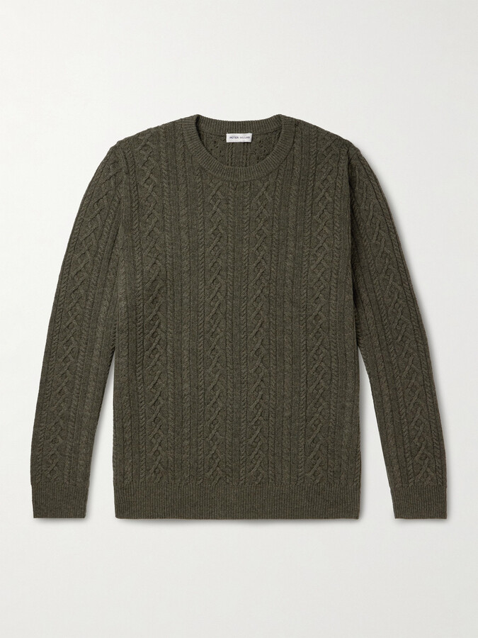 Peter Millar Ridge Cable-Knit Wool, Yak and Cashmere-Blend Sweater ...