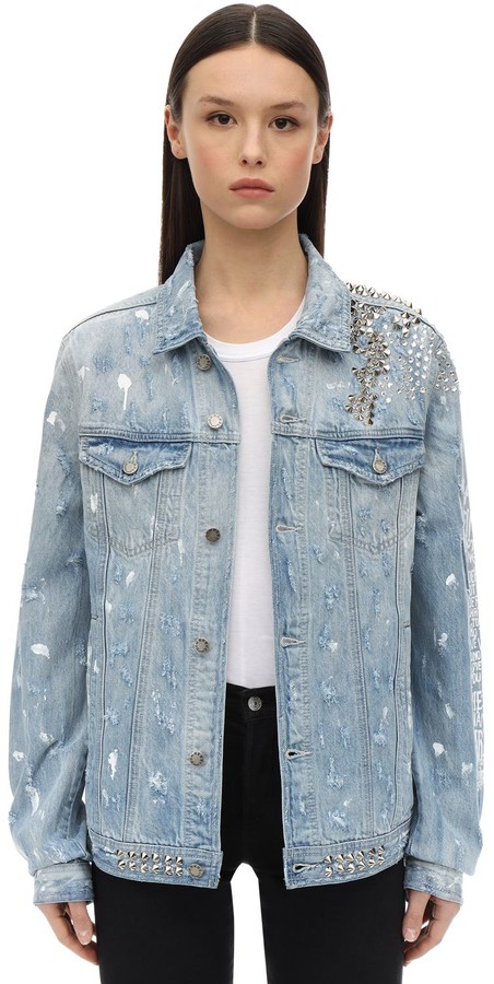 Dom Rebel Snakes Embellished Cotton Denim Jacket - ShopStyle