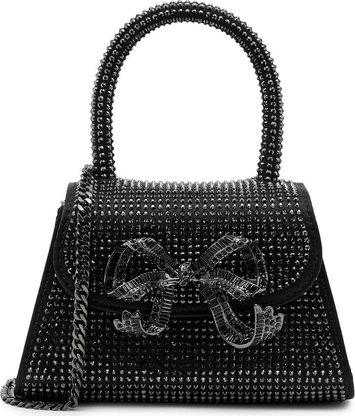 Self-Portrait Bow Micro Embellished Satin top Handle bag - ShopStyle
