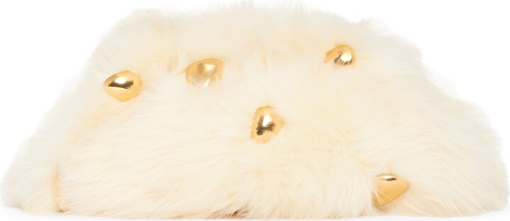 Bottega Veneta The Pouch Stud Embellished Genuine Shearling Clutch ...