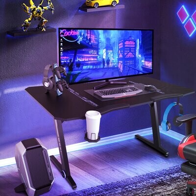 Inbox Zero Gaming Desk With Ergonomic U-Shaped Tabletop, Large ...