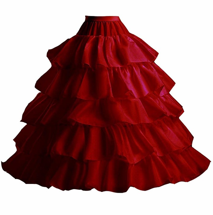 FuliMall Women's 4-Hoop 5 Layer Wedding Petticoat Skirt Quinceanera ...