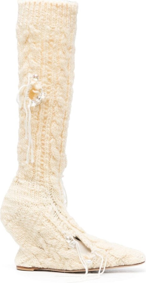 Acne Studios 100mm Cable-Knit Wedge-Heel Boots - ShopStyle Wedges