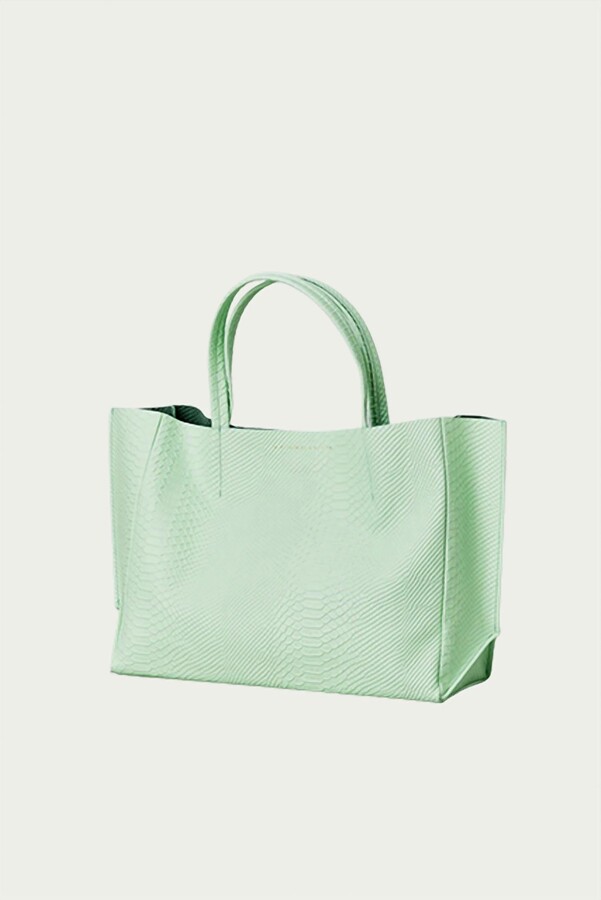 Ampersand As Apostrophe Sideways Tote In Mint Python - ShopStyle