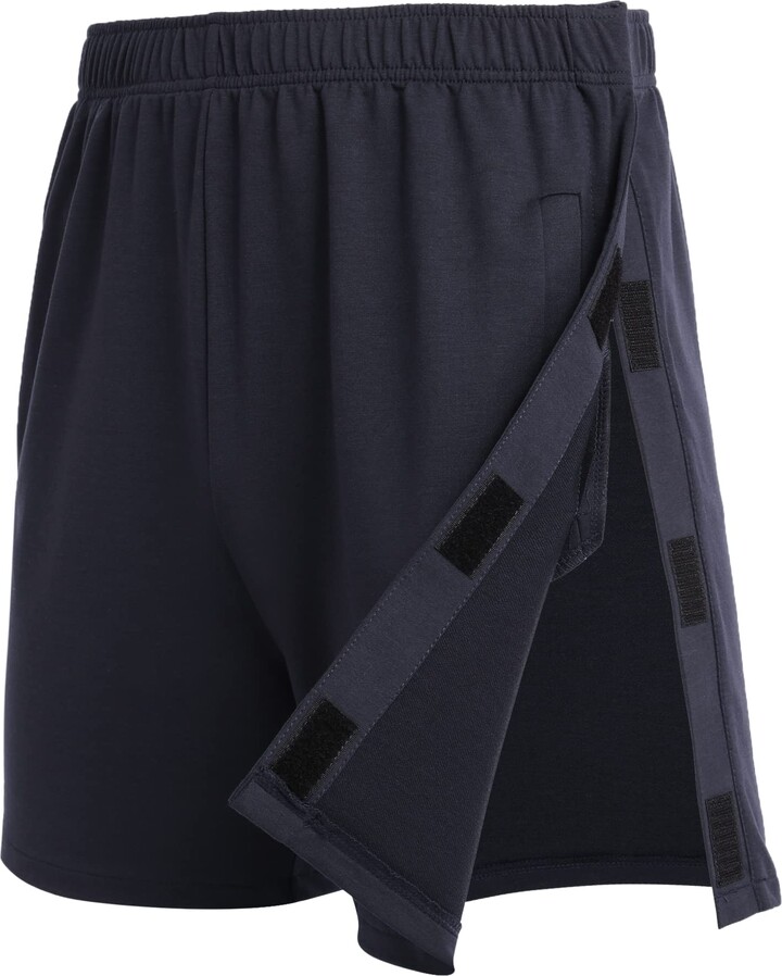 Deyeek Men's Tear Away Shorts Snap On Post Surgery Shorts for Men Side ...