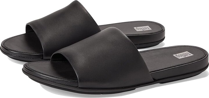 FitFlop Gracie Leather Pool Slides (All Black) Women's Shoes - ShopStyle