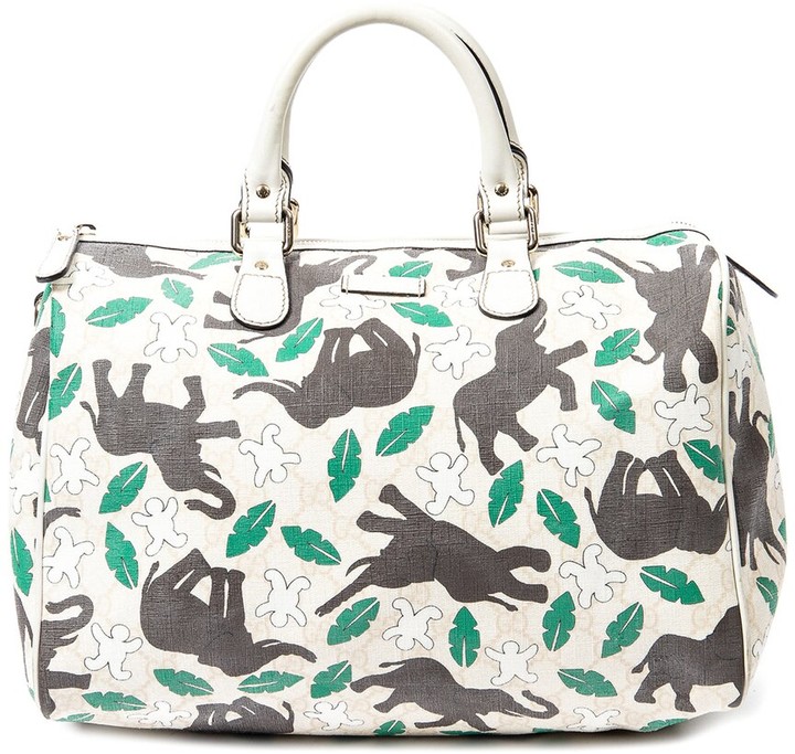 Gucci Limited Edition Unicef Elephant & Snowman Canvas Boston Bag ...