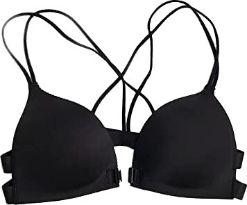 WQEPYY Front Fastening Bras Comfortable No Steel Ring Push Up Deep V ...