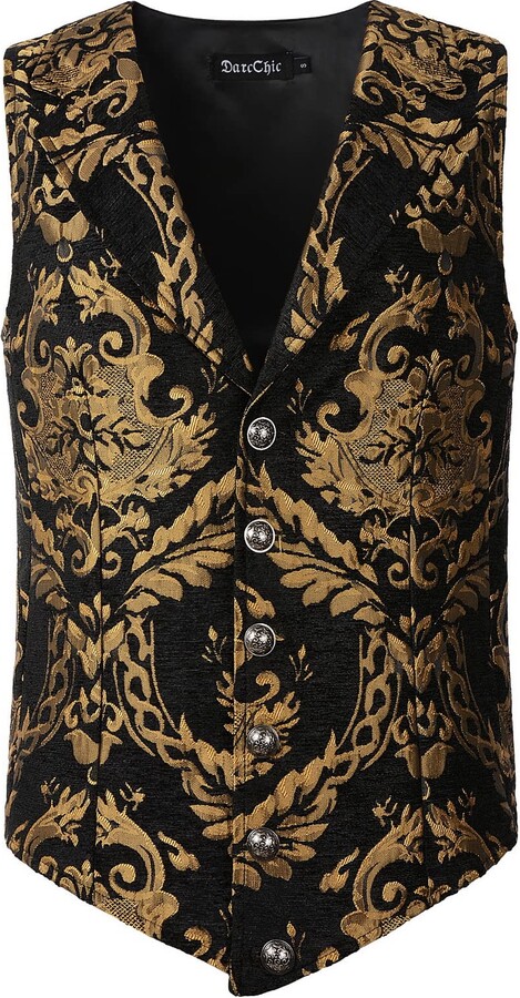 DarcChic Mens Gothic Lapel Vest Steampunk Waistcoat Victorian ...