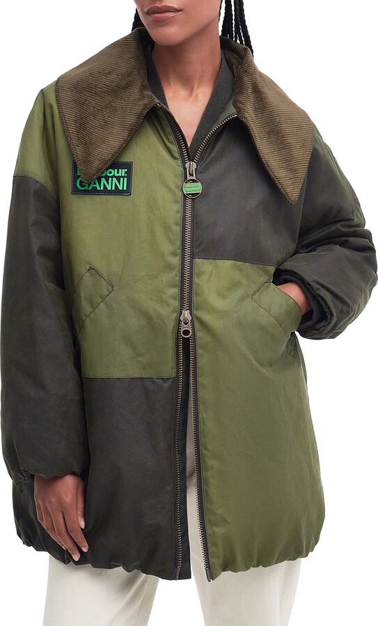 BARBOUR X GANNI Colorblock Oversize Waxed Cotton Bomber Jacket - ShopStyle