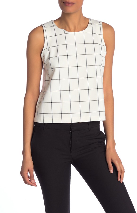 Amanda & Chelsea Windowpane Ponte Shell Top - ShopStyle