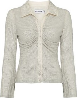 Self-Portrait Rhinestone mesh top - ShopStyle