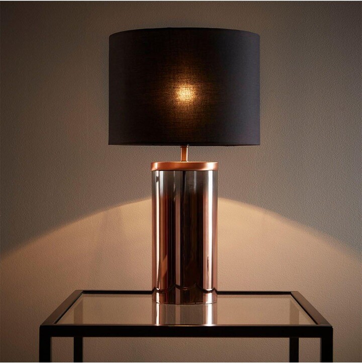 K LIVING Trenton Glass Table Lamp with Copper Fusion and a Black Lamp ...