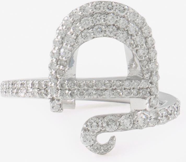 Djihan D Shaped Diamond Ring in 18-karat White Gold - ShopStyle