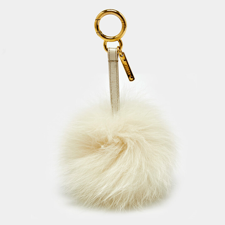 Fendi Off White Fox Fur and Leather Pom Pom Bag Charm - ShopStyle