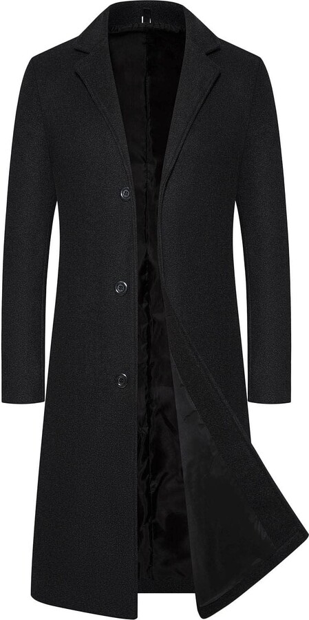 Generic Mens Wool Coats Short Winter Padded Trench Coat for Casual ...