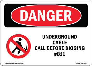 SignMission Underground Cable Call Before Digging Danger Sign ...