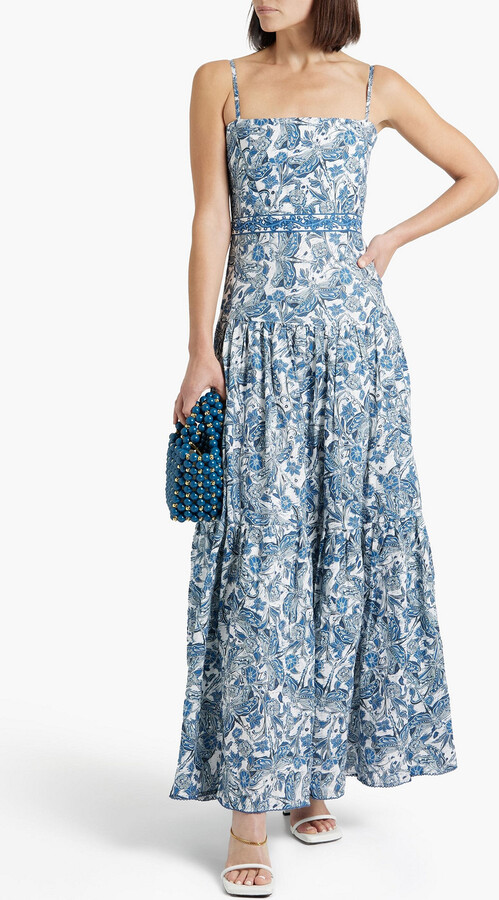 Agua by Agua Bendita Lima Libélulas Noche embellished printed linen maxi dress - ShopStyle
