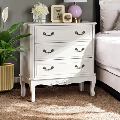 Lark Manor Ripple 3-Drawer White-Finished French Country Provincial ...