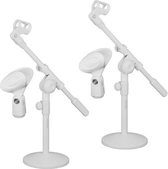 5 Core Desk 2PK Microphone Stand White Adjustable Height Extendable ...