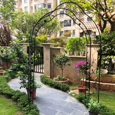 Lark Manor Metal Garden Arch Assemble Freely with 8 Styles Garden Arbor Trellis Climbing Plants ...