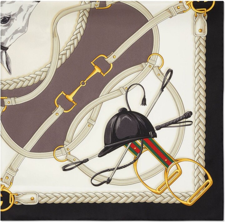Gucci Equestrian-print silk scarf - ShopStyle Scarves & Wraps