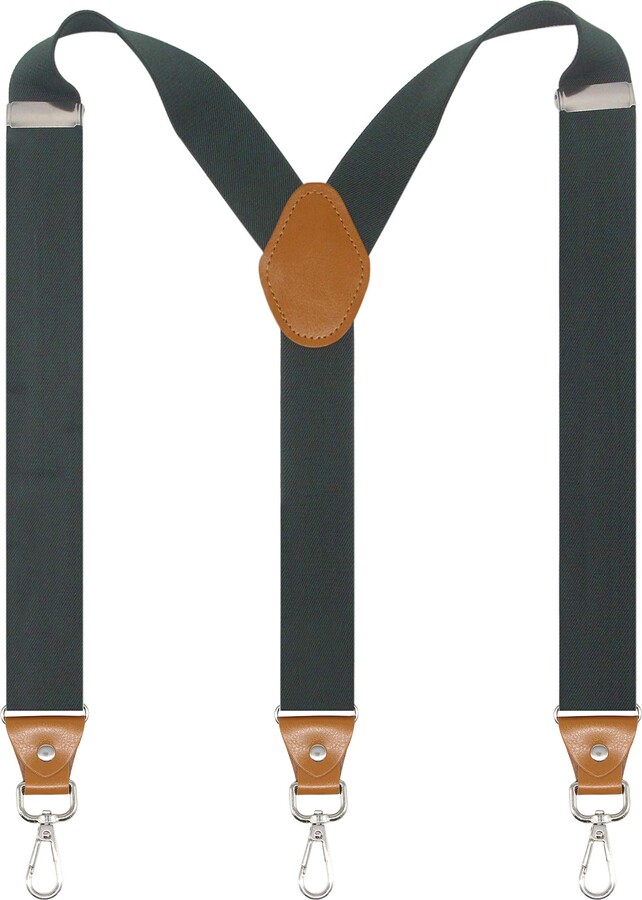 Doloise Mens Suspenders with 3 Swivel Hooks Belt Loops 1.4 Inch Wide ...