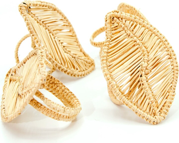 Washein Natural Leaf Straw Napkin Rings Set Of 4 - ShopStyle