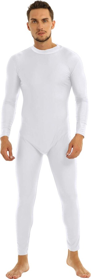 Aislor Mens One Piece Long Sleeve Unitard Bodysuit Mock Neck Full-Body ...