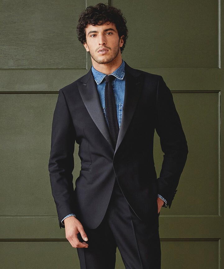 Todd Snyder Made in Italy Peak Lapel Tuxedo in Black - ShopStyle Suits