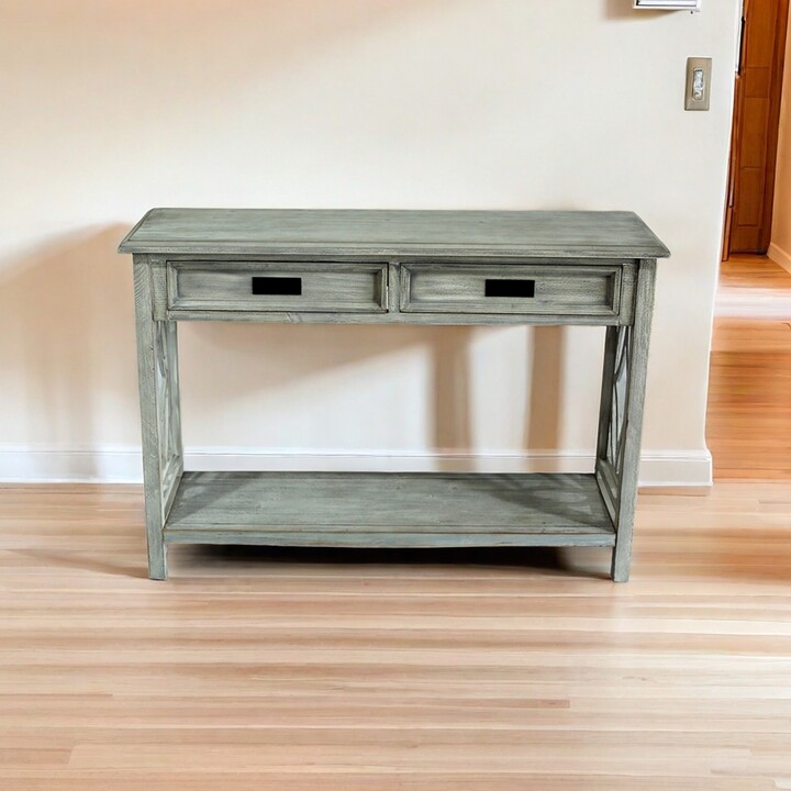 Simplie Fun Whitewashed Wood 2-Drawer Console Table - ShopStyle