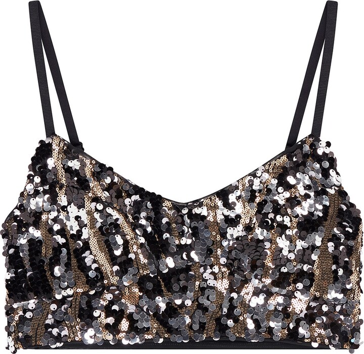 Little Lies Women's Black / Silver / Gold Metal Guru Sequin Bralette ...