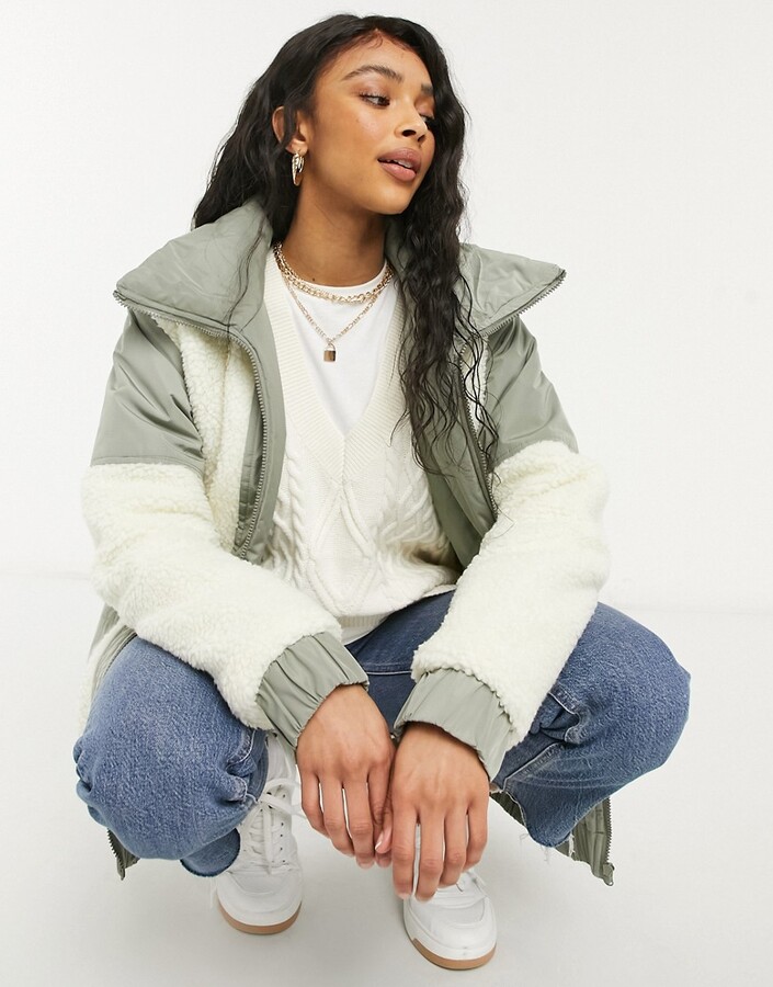 Threadbare tray panelled teddy coat - ShopStyle