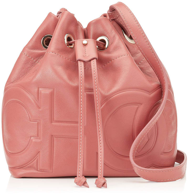 Jimmy Choo JUNO/S Rosewood Nappa Leather Drawstring Bag with Embossed ...