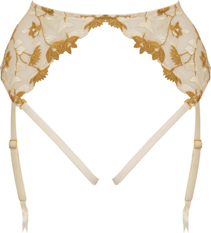 Studio Pia - Soraya Embroidered Peace Silk Harness Suspender - White ...